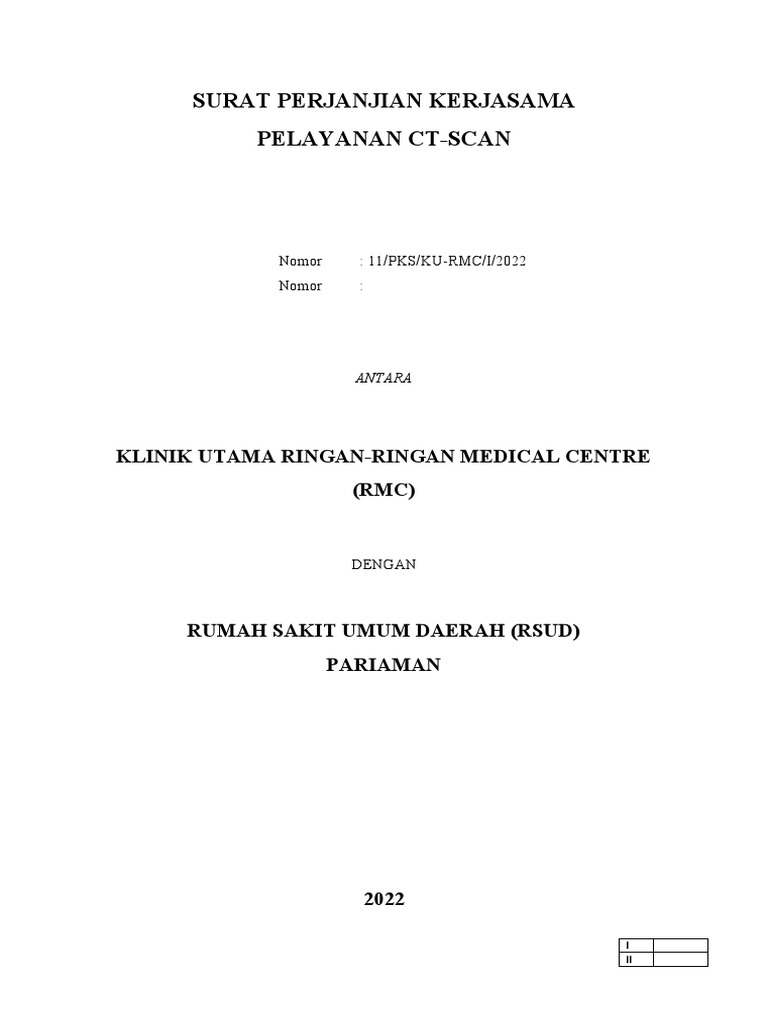 SURAT PERJANJIAN KERJASAMA Radiasi CT SCAN | PDF