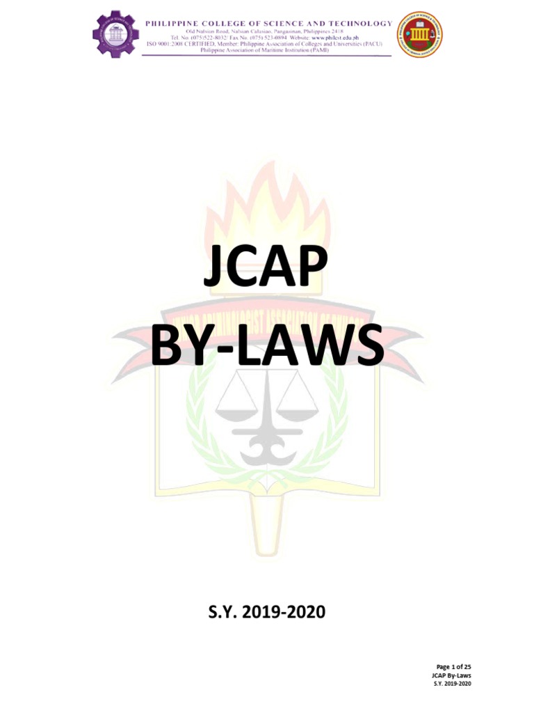 Official JCAP BY LAWS 2019-2020 | PDF | Crimes | Crime & Violence