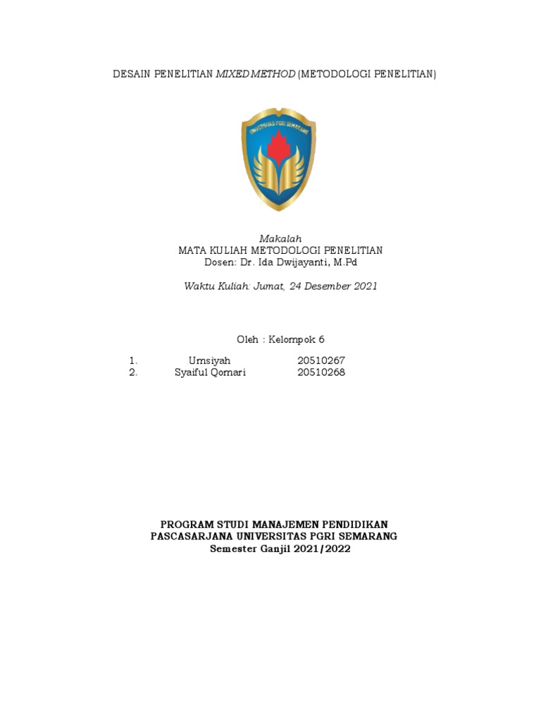 Desain Penelitian Mixed Method | PDF