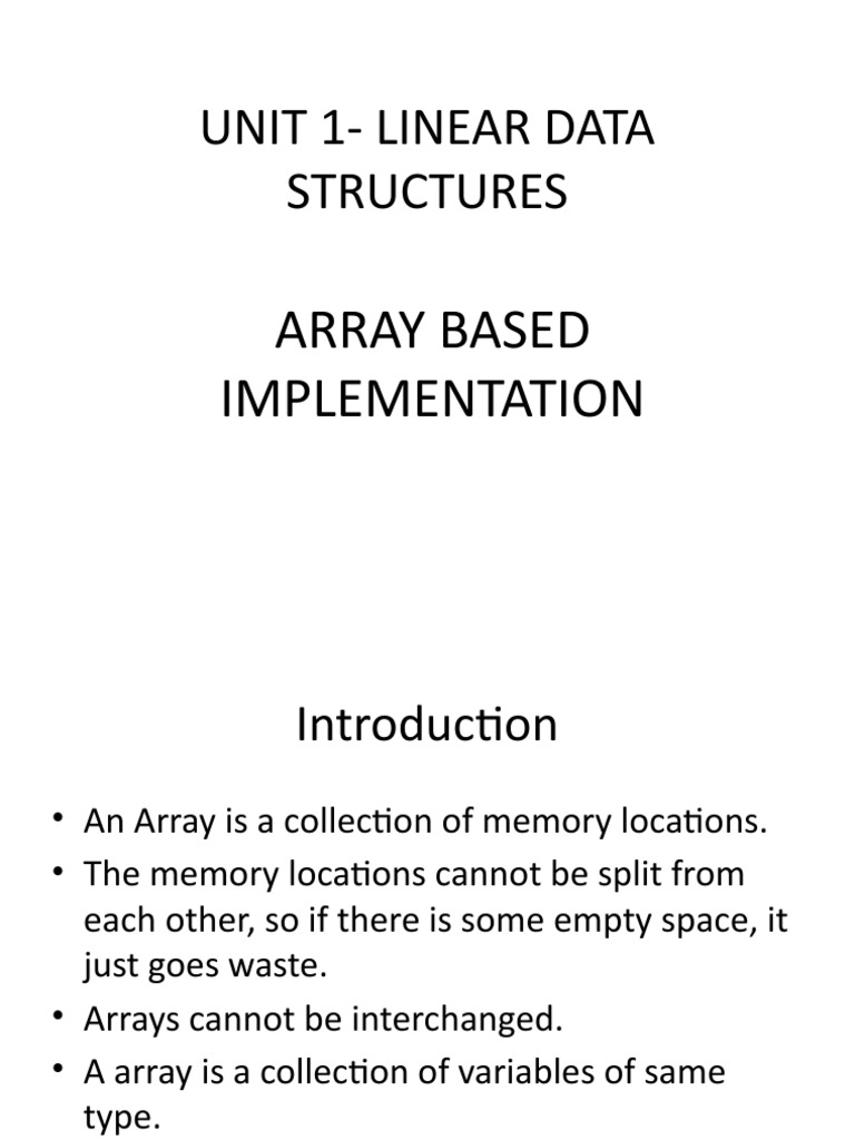 Unit 1 Array Based Implementation Pdf Array Data Type Array Data Structure