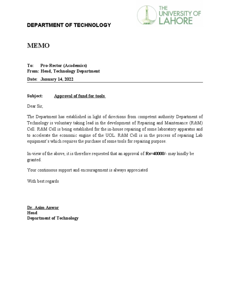 Memo For Tools | PDF
