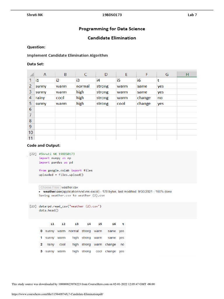 L7 Candidate Elimination PDF | PDF | Algorithms | Software Development