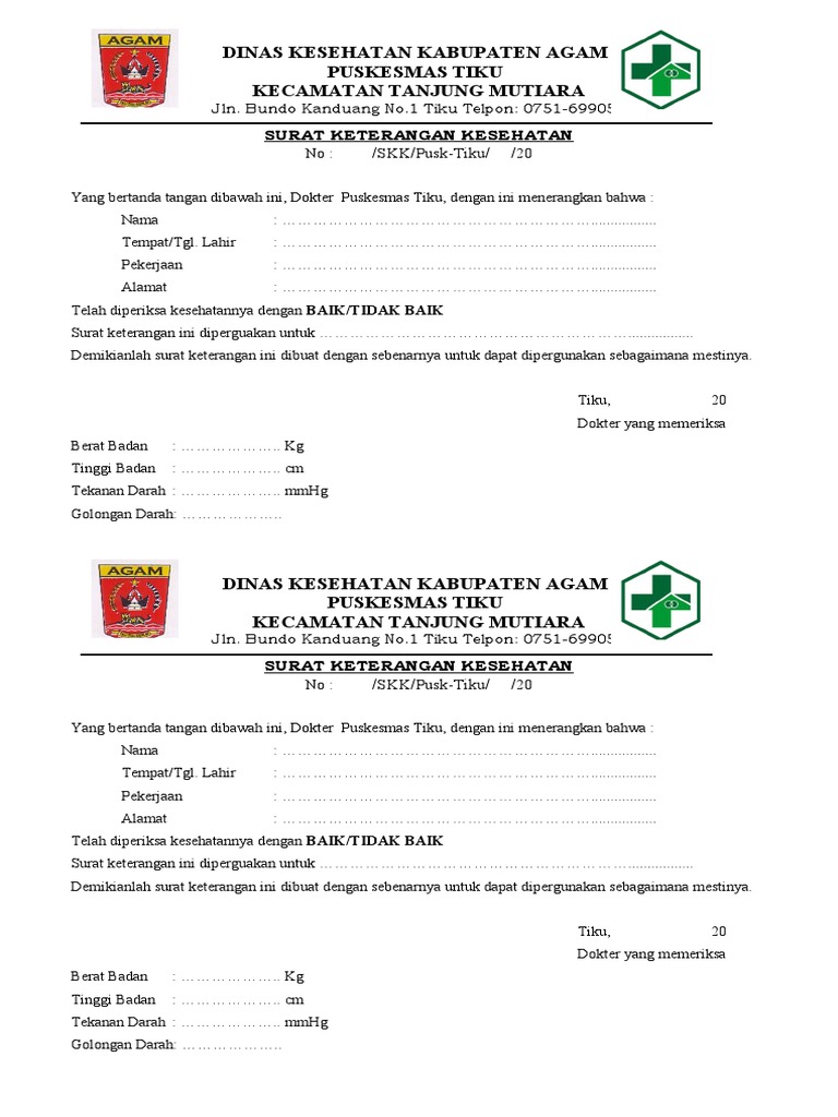 Surat Keterangan Kesehatan | PDF