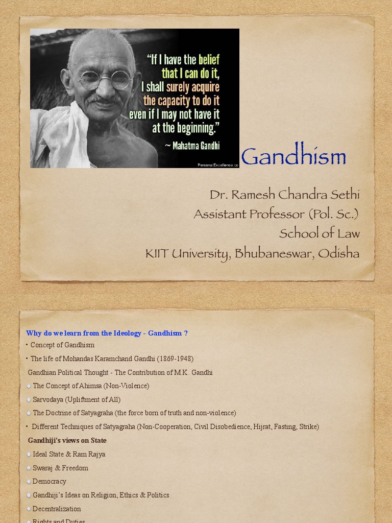 Gandhism: Dr. Ramesh Chandra Sethi Assistant Professor (Pol. SC ...