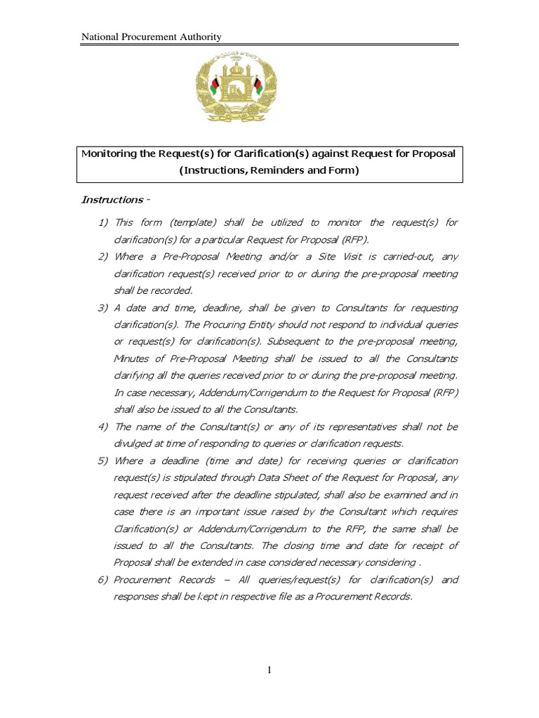 Clarification Request Under Request For Proposals | PDF | Request For ...