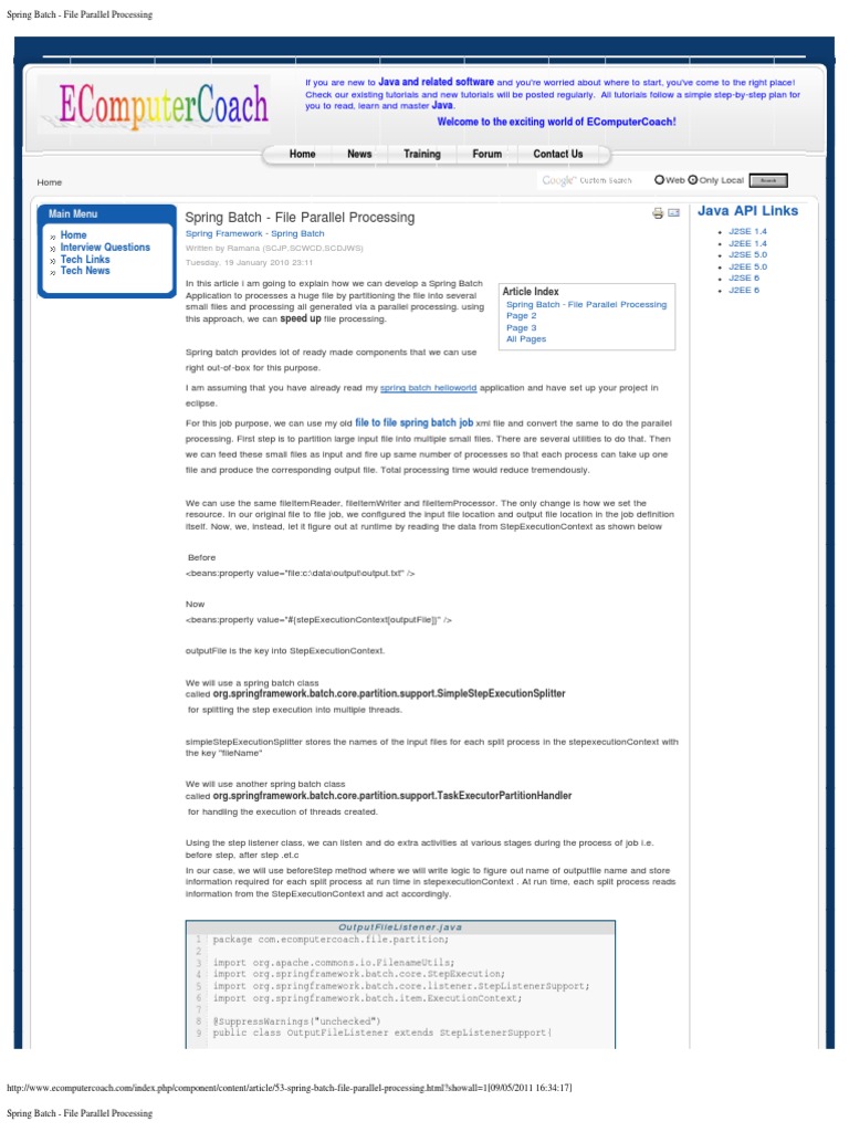 Spring Batch - File Parallel Processing | PDF | Comma Separated Values | Java Platform