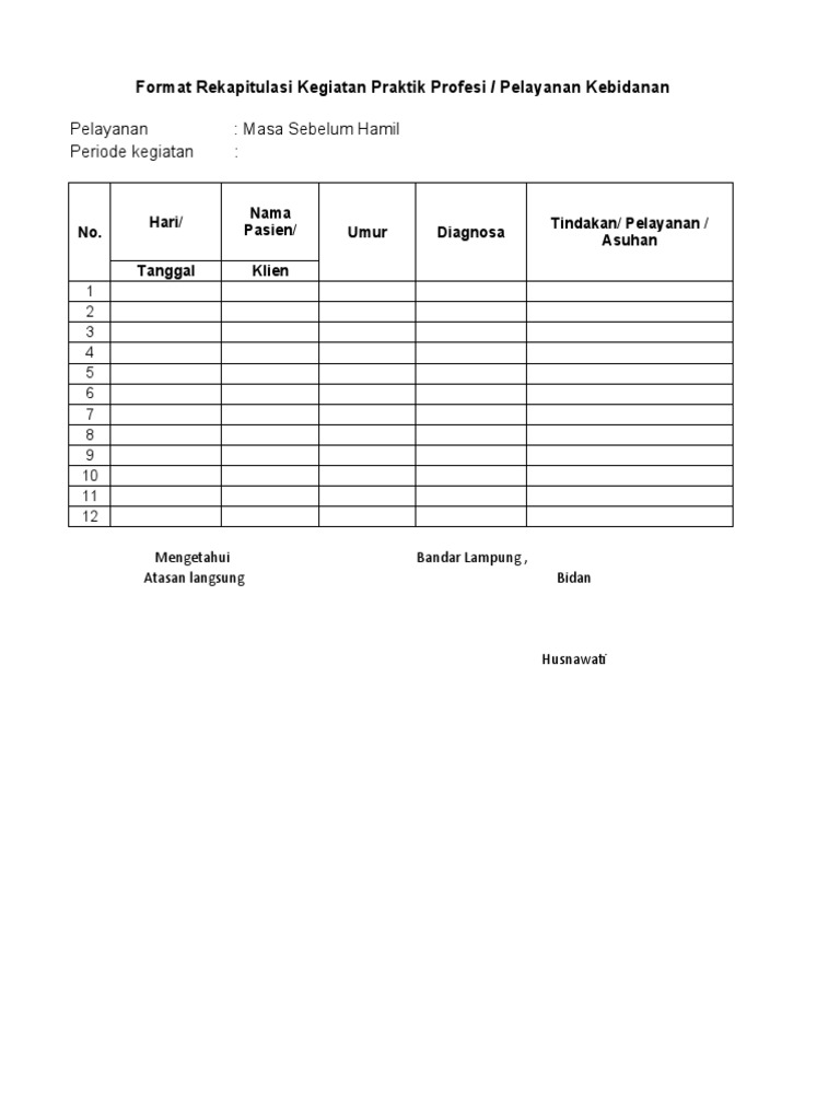 Format Pelayanan Profesi | PDF