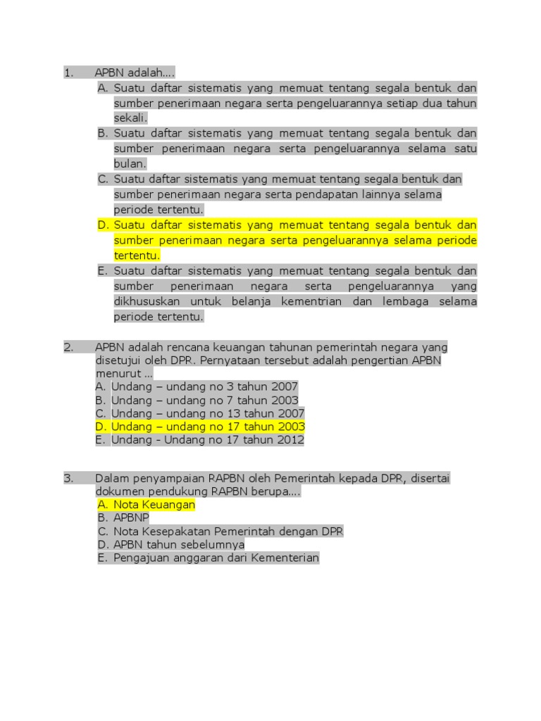 Soal Kaji Latih Apbn Kelas Xi Ips 2022 | PDF | Bisnis | Ilmu Sosial