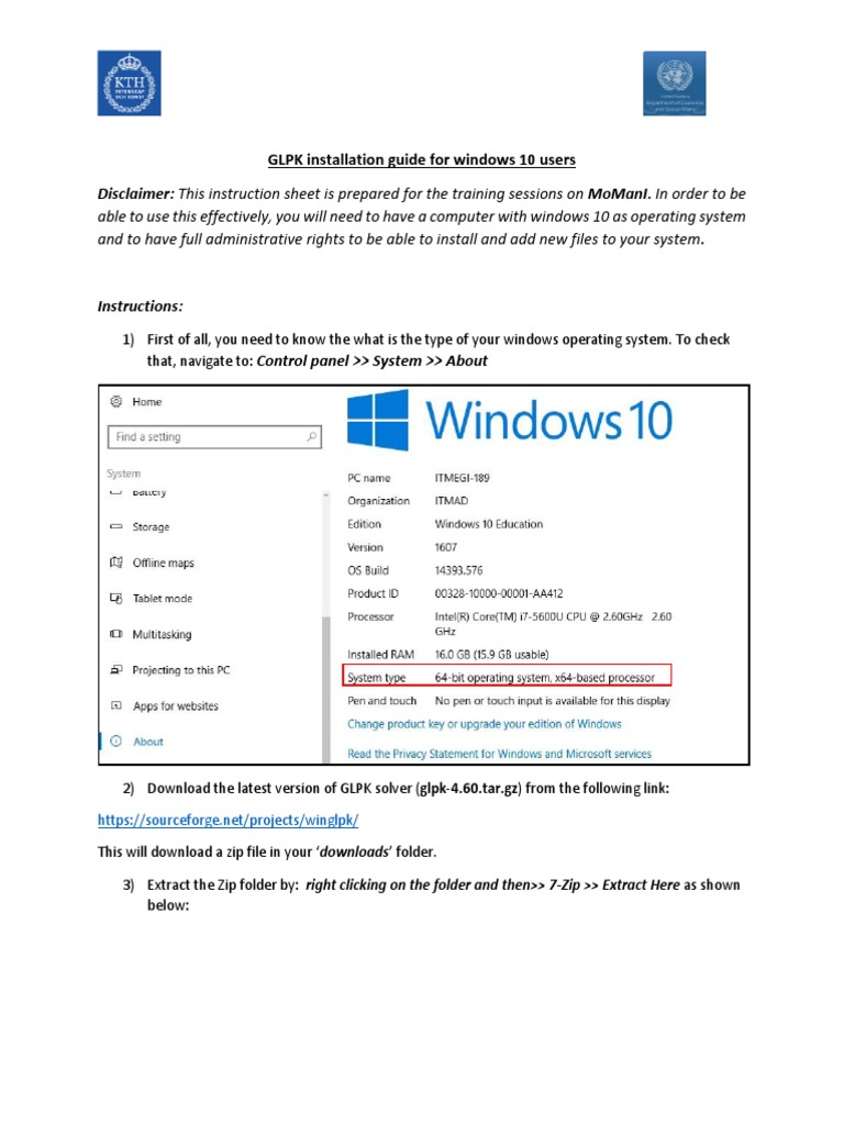 GLPK Windows 10 Installation Guide | PDF | Computer File | Operating System