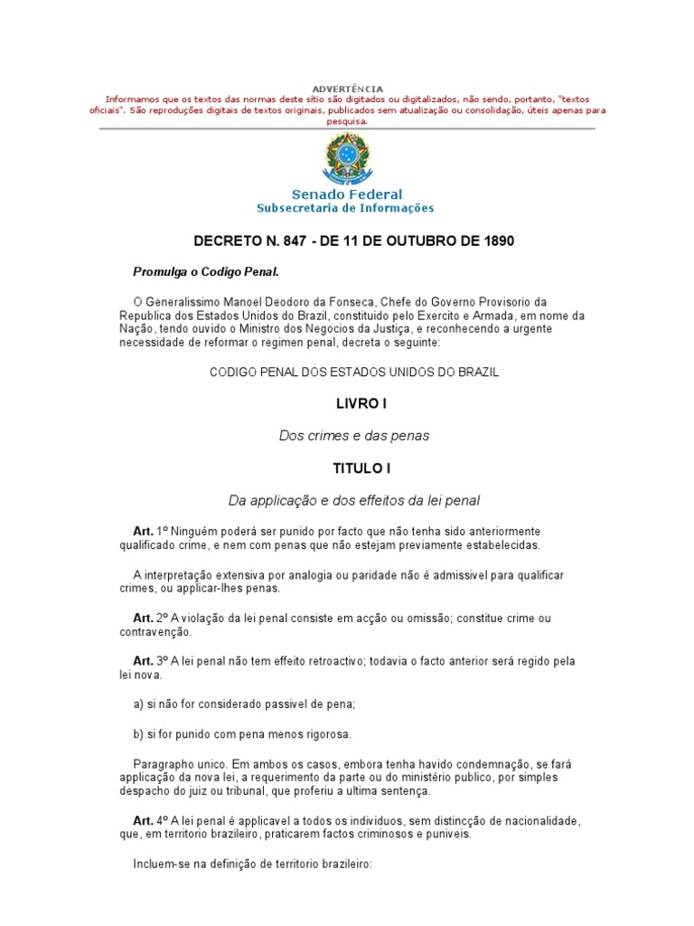Código Penal de 1890 Completo | PDF | Liberdade condicional | Estatuto