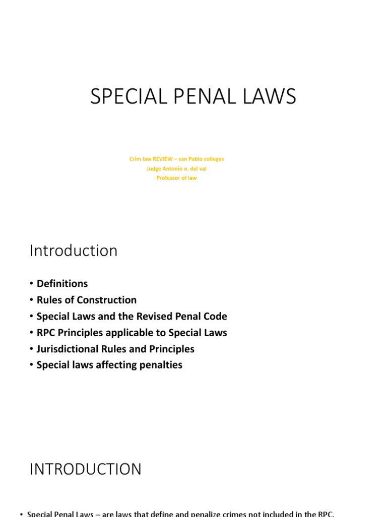 1 Special Penal Laws | PDF | Bail | Criminal Law