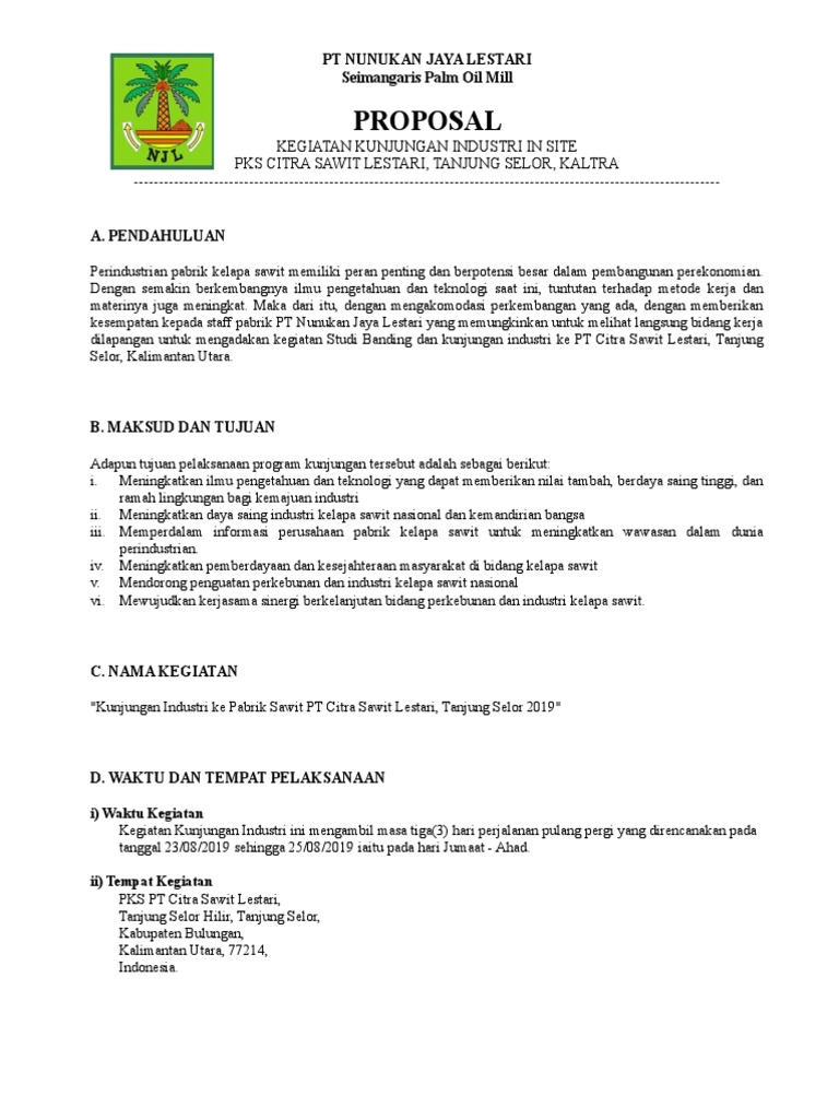 Contoh Proposal Kunjungan Industri | PDF