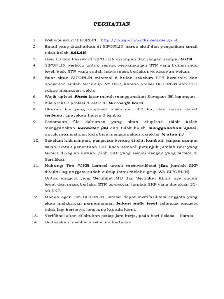 Panduan Perpanjangan STR SIPORLIN | PDF