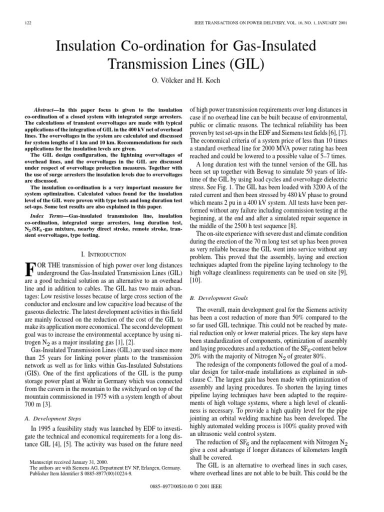 Insulation Co-Ordination For Gas-Insulated Transmission Line | PDF | Electric Power Transmission ...