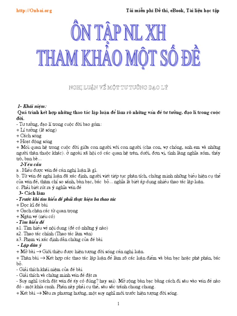 (123doc) On Tap Van Nghi Luan Xa Hoi Va Mot So de Tham Khao PDF | PDF