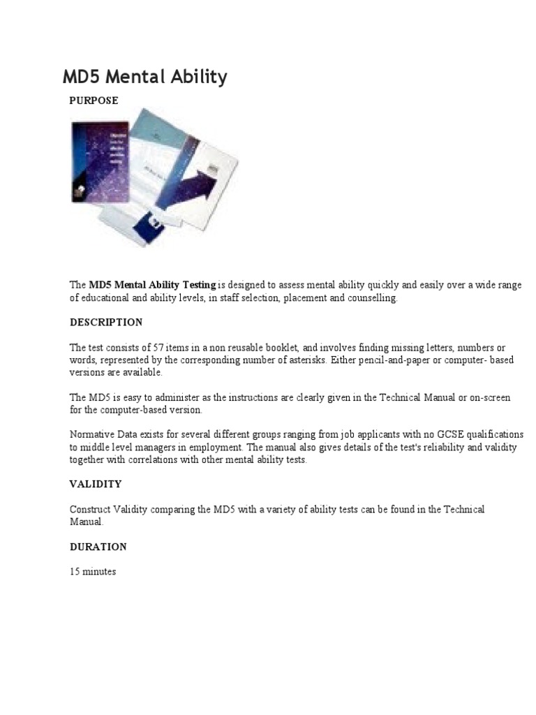 MD5 Mental Ability Test | PDF