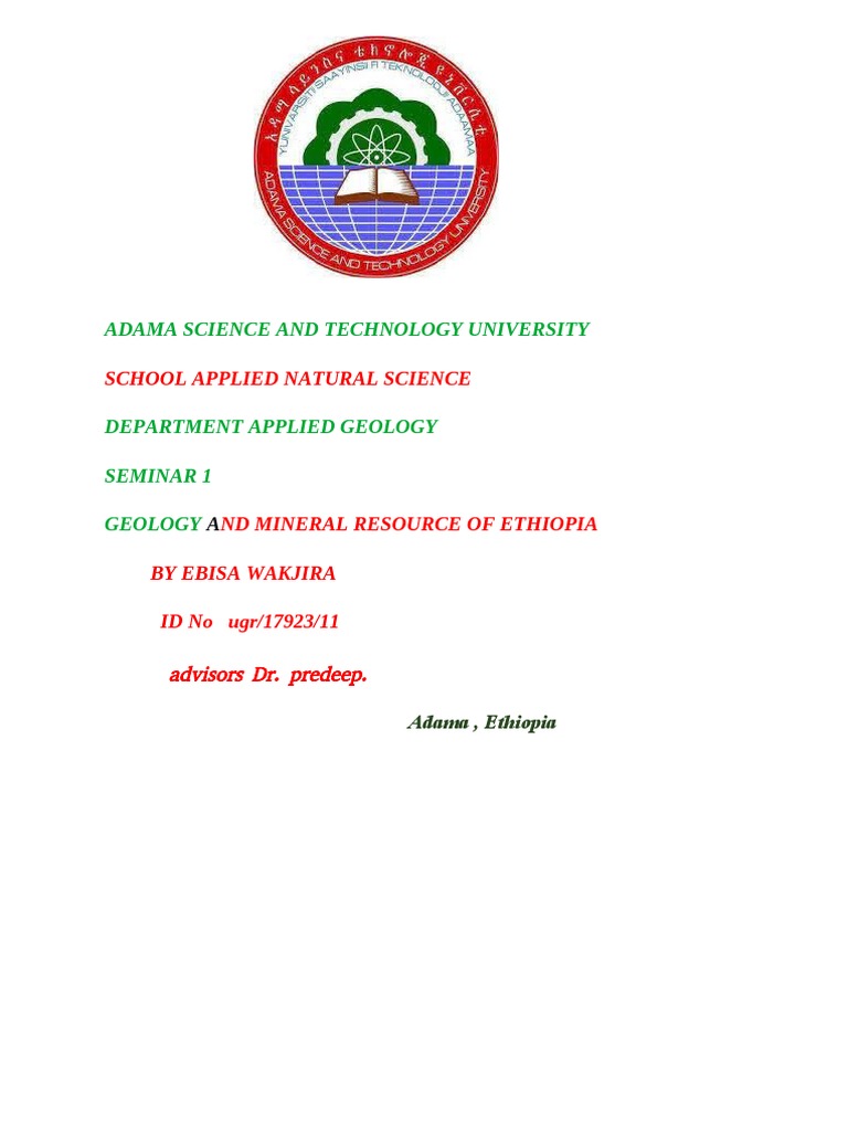 Adama Science and Technology University: School Applied Natural Science | PDF | Rock (Geology ...