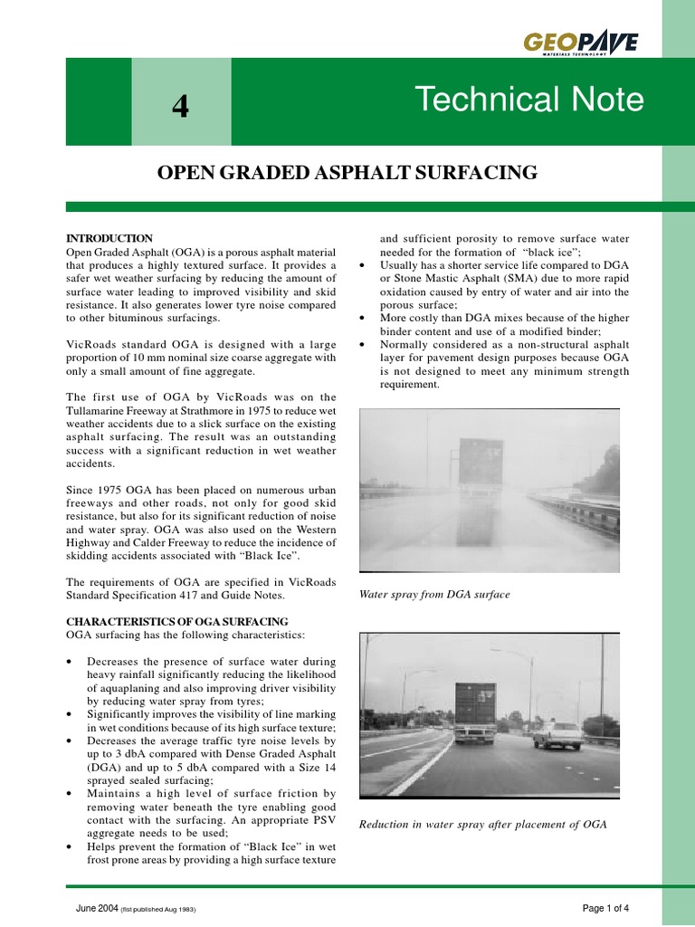 Technical Note TN 004 Open Graded Asphalt | PDF | Road Surface | Concrete