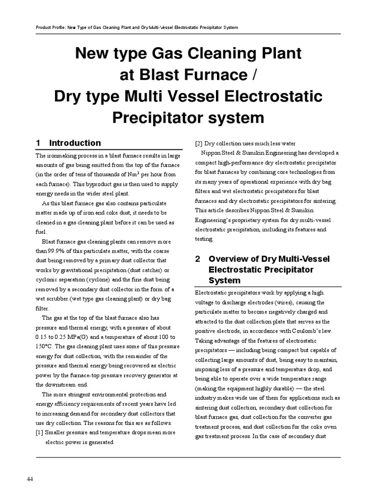 New Type Gas Cleaning Plant at Blast Furnace / Dry Type Multi Vessel ...