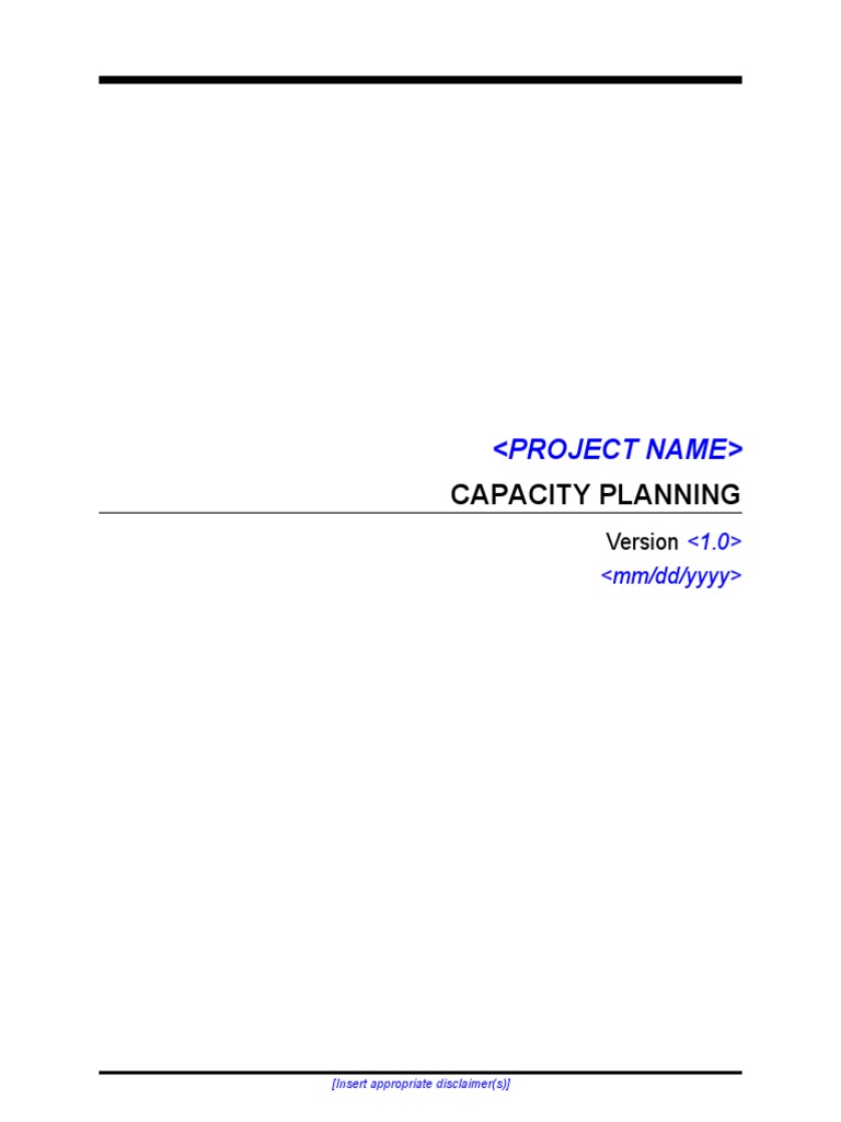 Capacity Planning Template | PDF | Infrastructure | Bracket