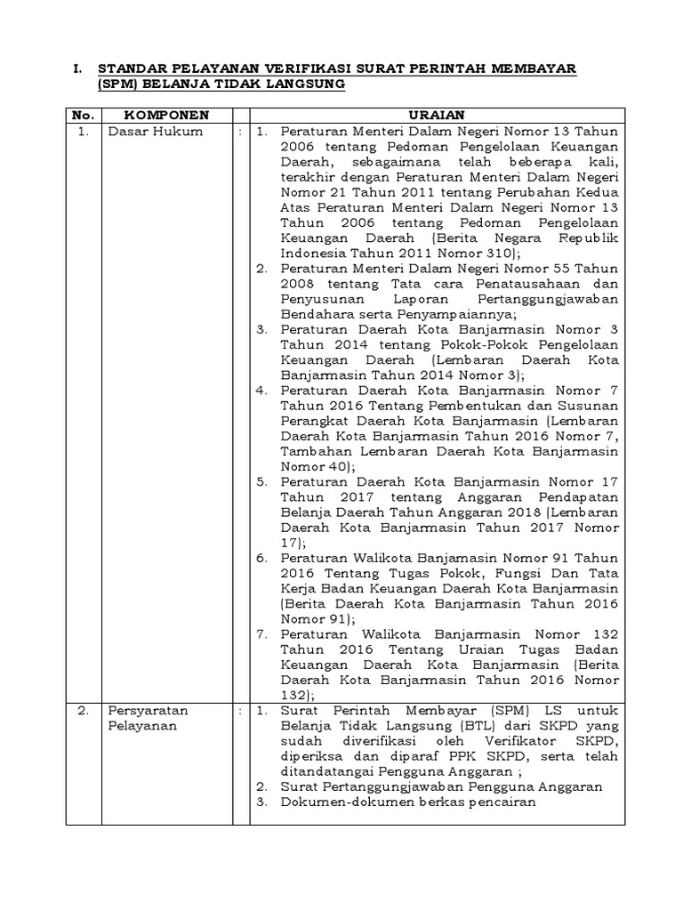Standar Pelayanan Sp2d | PDF