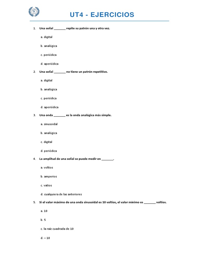 Ut4 Ejercicios | PDF | Frecuencia | Señal analoga