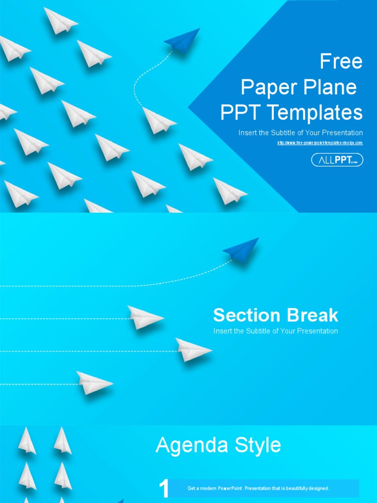 Blue Unique Paper Plane PowerPoint Templates | Download Free PDF ...