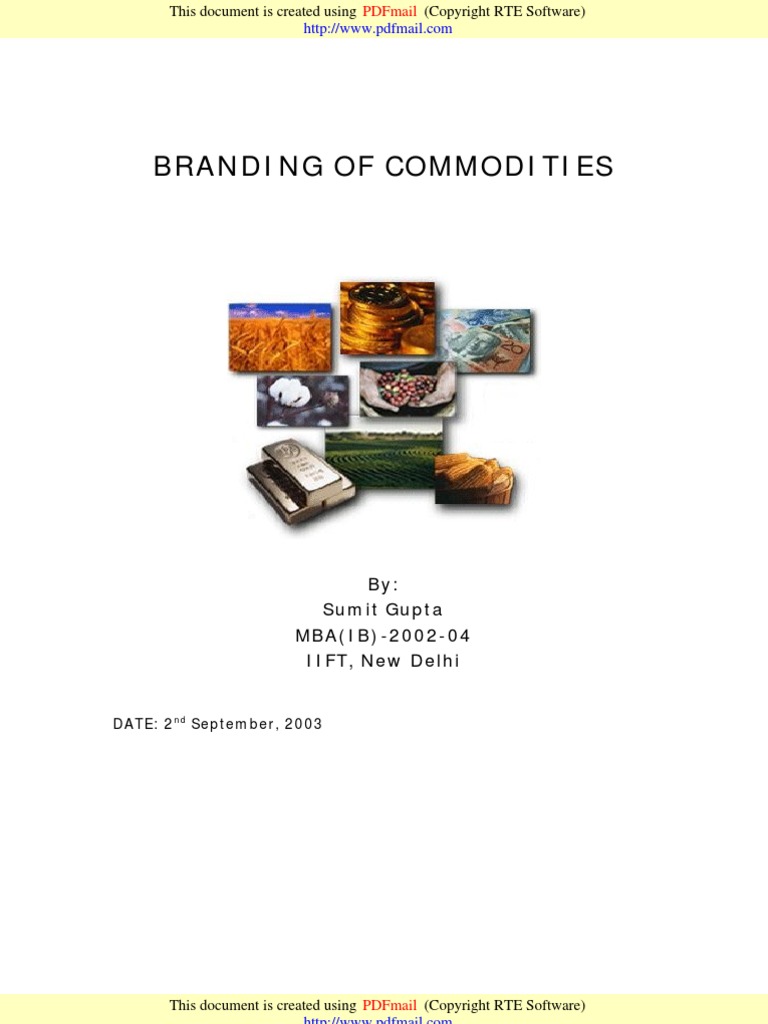 Branding of Commodities | PDF | Commodity | Brand