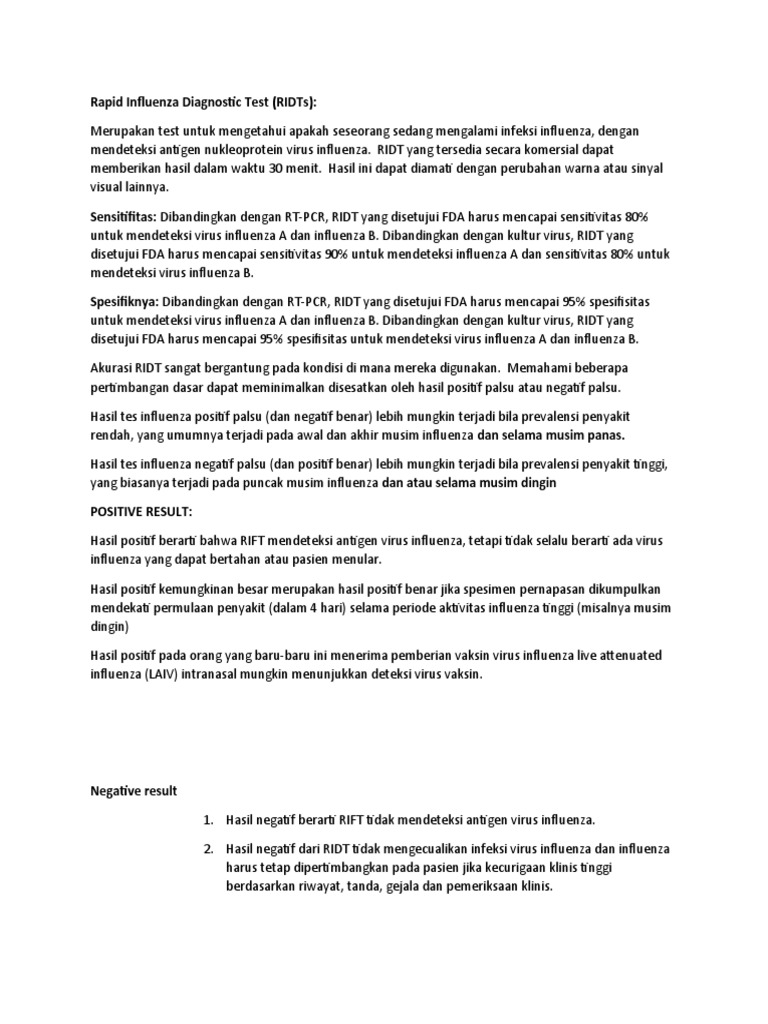 Rapid Influenza Diagnostic Test Dan Eia | PDF | Kesehatan Holistik