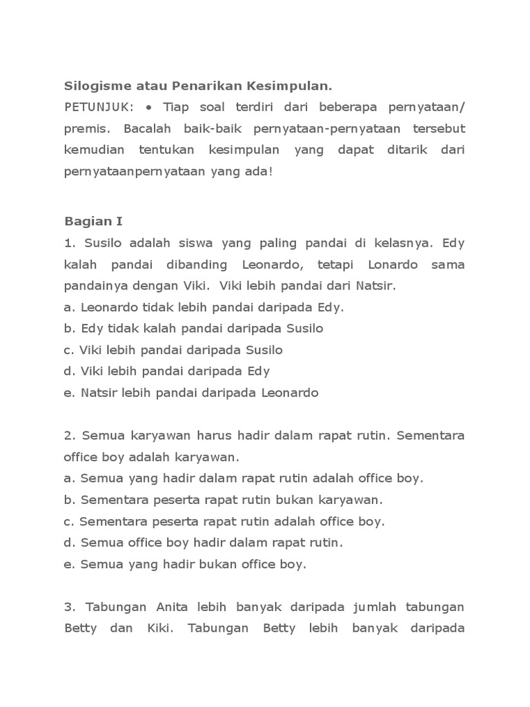 Silogisme Penarikan Kesimpulan | PDF | Seni & Disiplin Bahasa