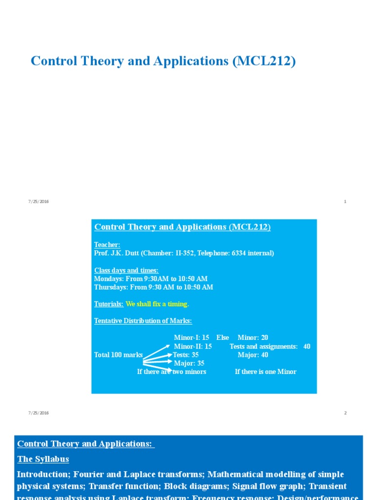 Introduction To Control Theory and Applications | Download Free PDF ...