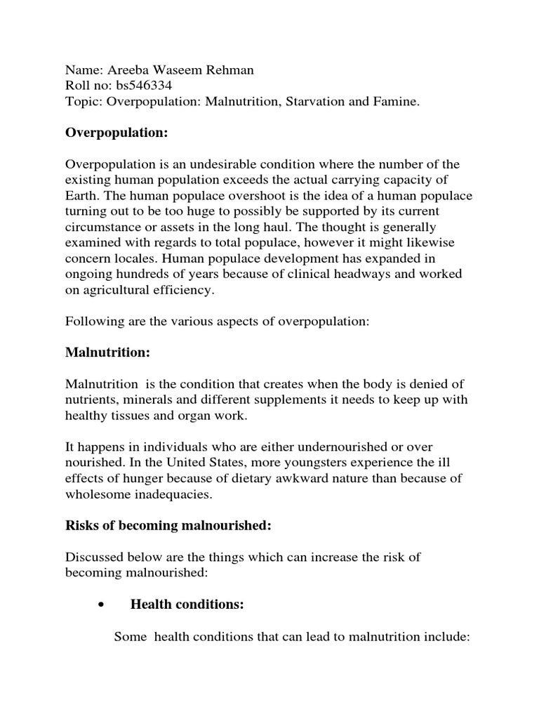 Overpopulation | PDF | Malnutrition | Starvation