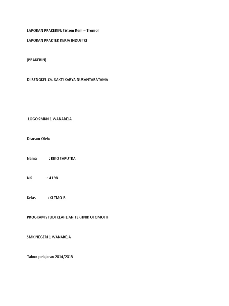 Laporan Prakeri-Wps Office | PDF | Karier & Perkembangan