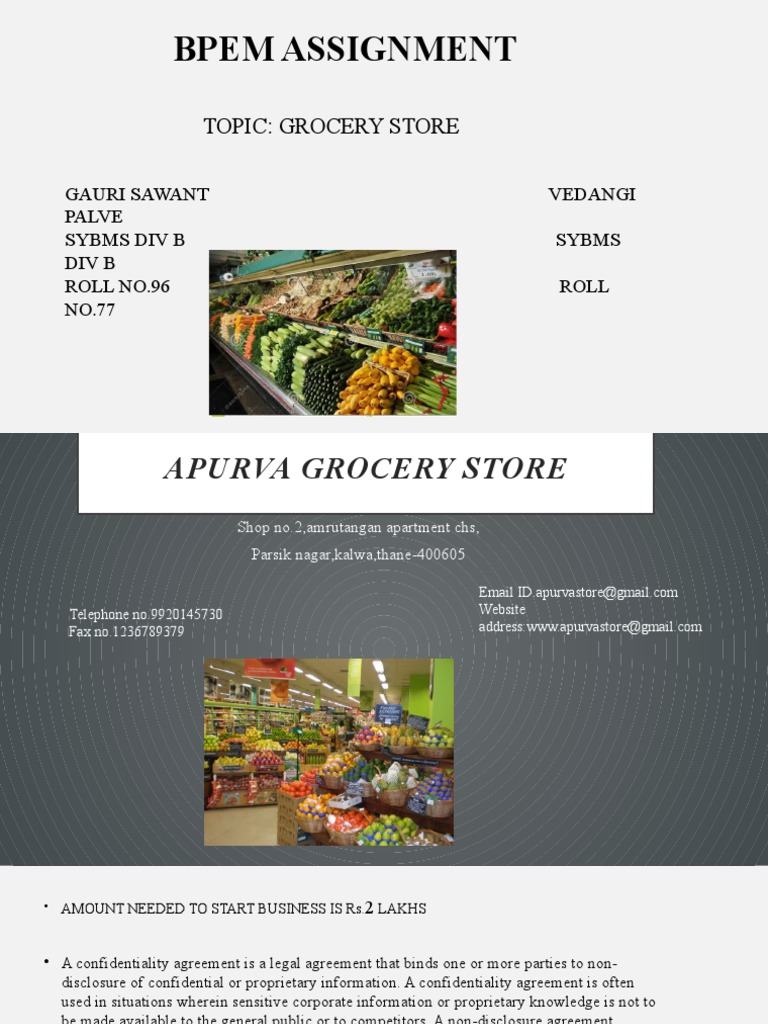 Bpem Assignment: Topic: Grocery Store | PDF | Grocery Store | Non Disclosure Agreement