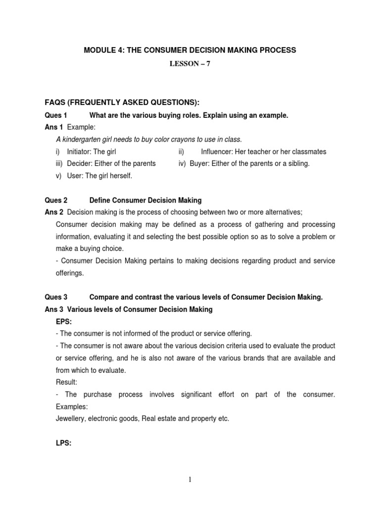 Module 4: The Consumer Decision Making Process Lesson - 7 | PDF | Brand ...