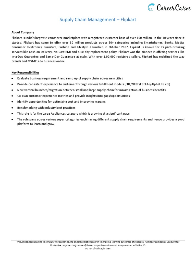 Supply Chain Management - Flipkart | PDF