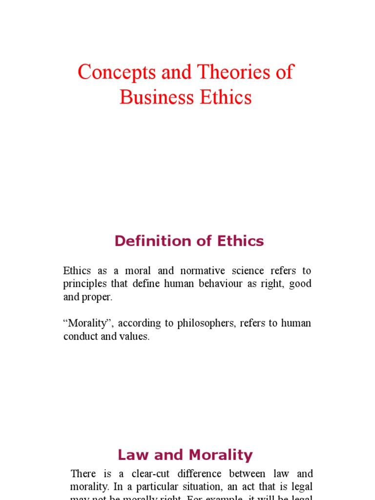 Concepts and Theories of Business Ethics | PDF | Morality | Utilitarianism