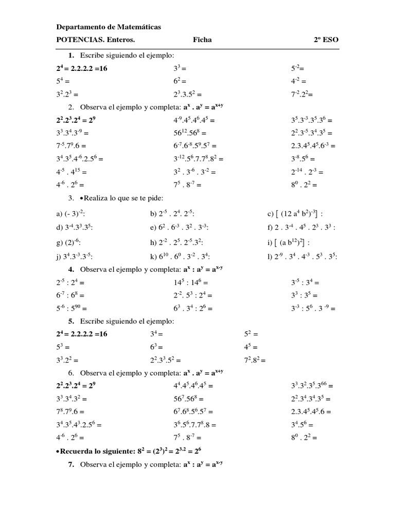 Potencias-2 Eso | PDF | Ajedrez