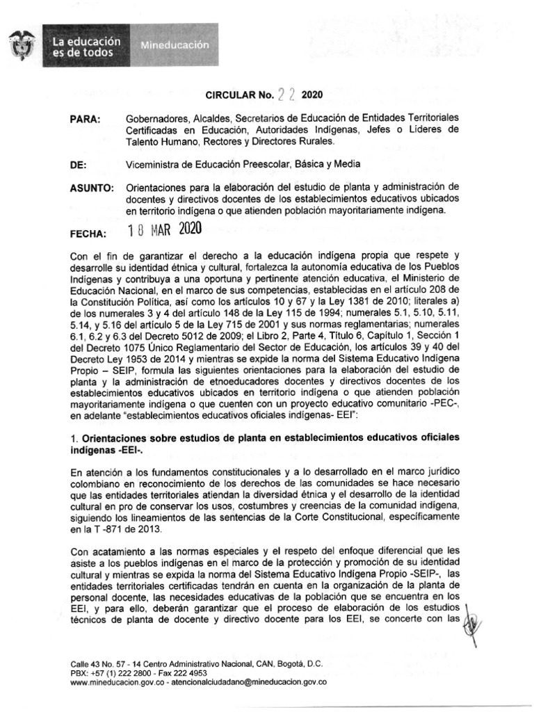Circular 22-MEN Etnoeducadores | PDF