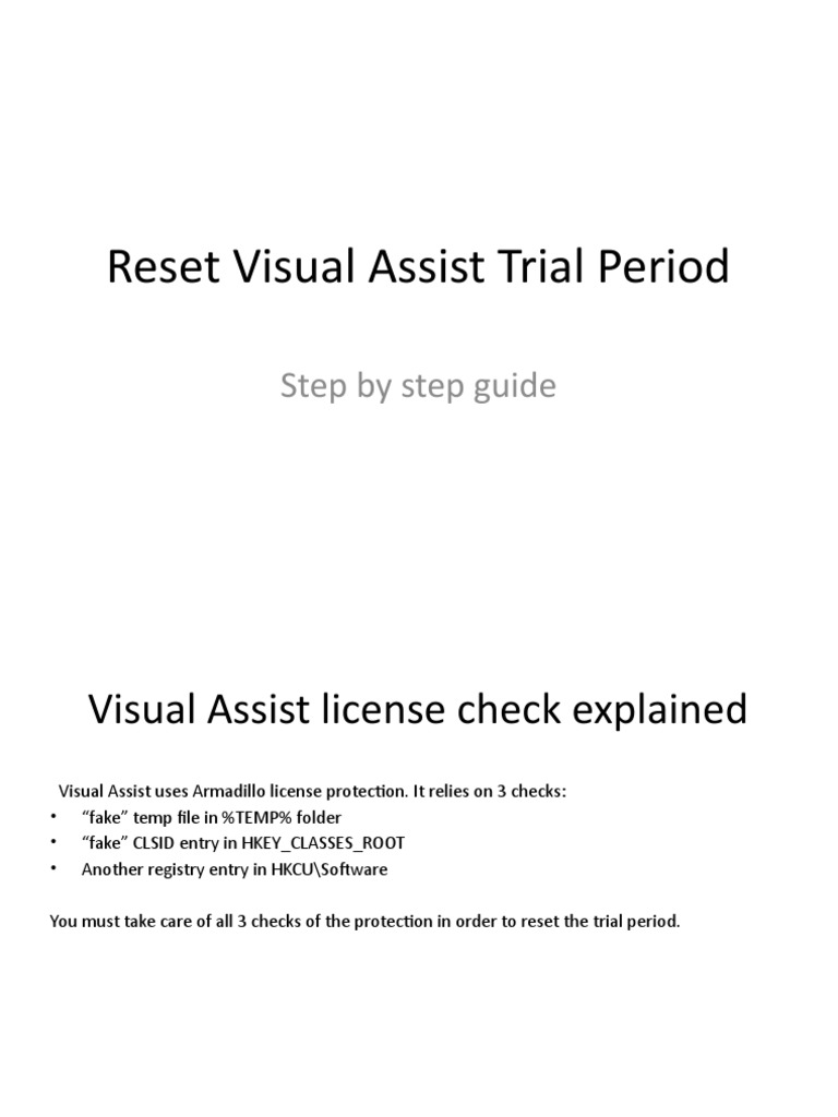 Reset Visual Assist Trial Period | PDF
