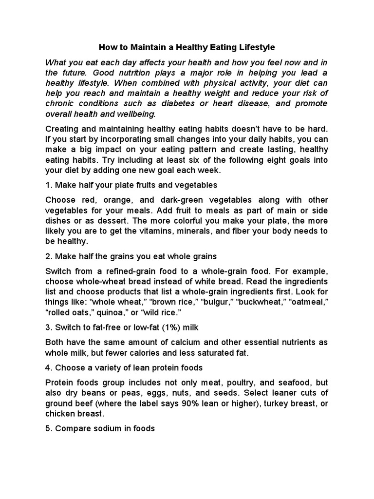 Healthy Eating Lifestyle Tips | PDF | Whole Grain | Foods