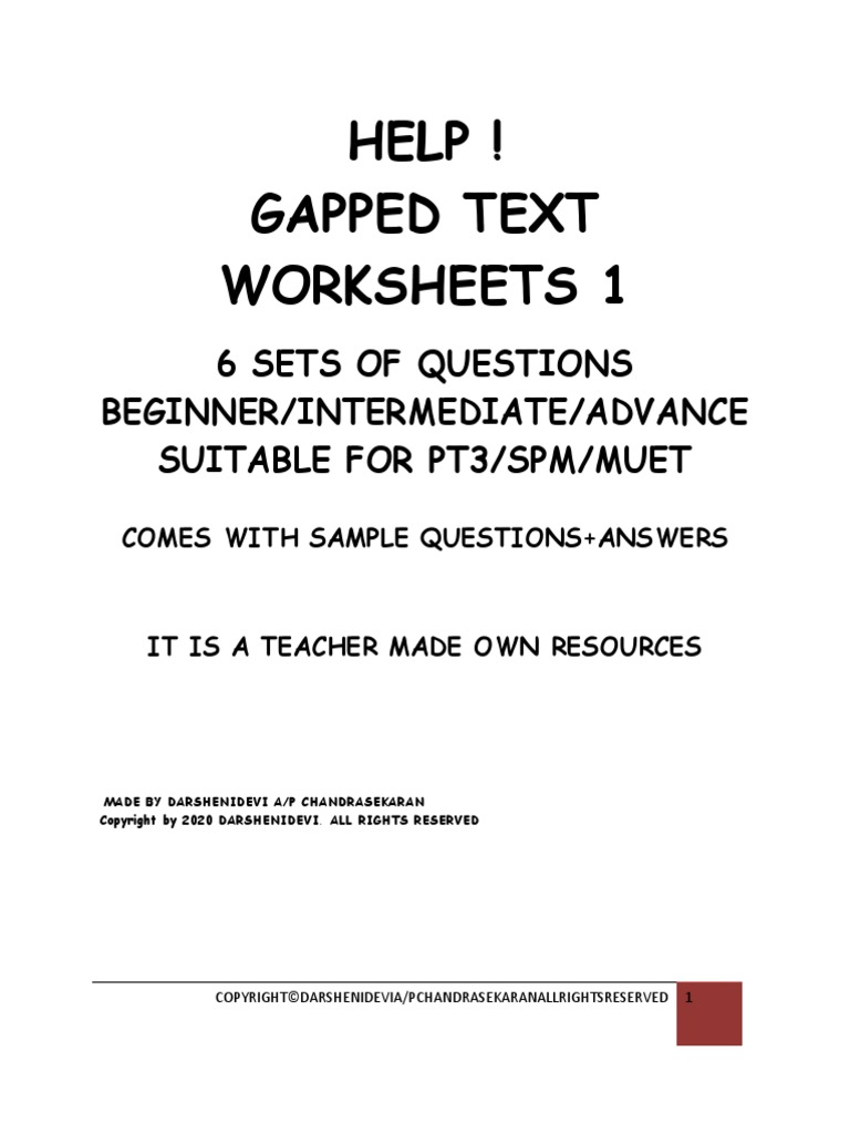 Help! Gapped Text Module Cefr 2021 Worksheets For Pt3spmmuet | PDF | Grandparent | Dentist