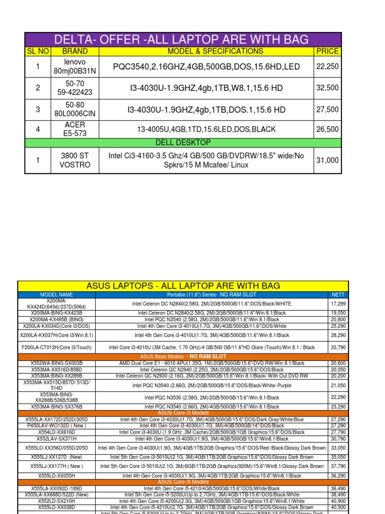Laptop Price List | PDF | Macintosh | Personal Computers