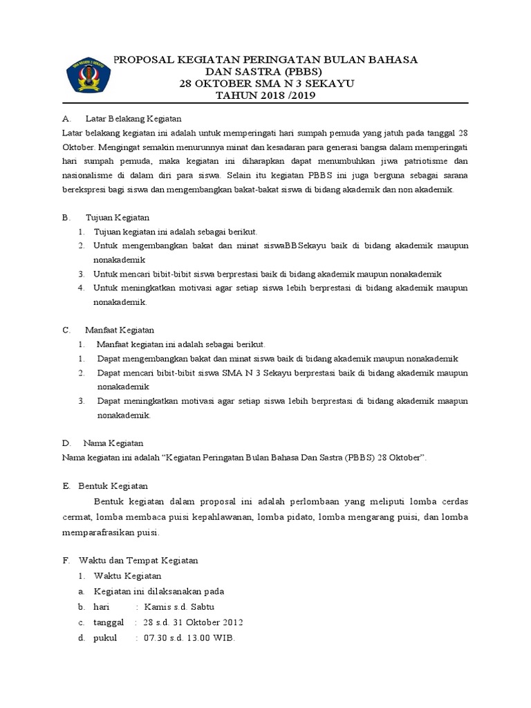 Contoh Proposal Kegiatan Peringatan Bulan Bahasa | PDF