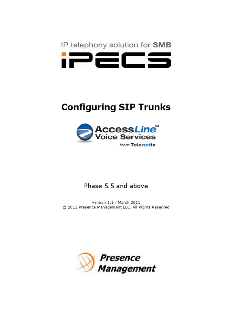 IPECS SIP Trunks Configuration - Accessline | PDF | Session Initiation Protocol | Voice Over Ip