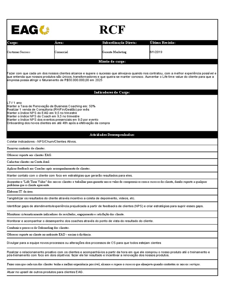 RCF - Modelo | PDF | Gestão de recursos humanos | Business