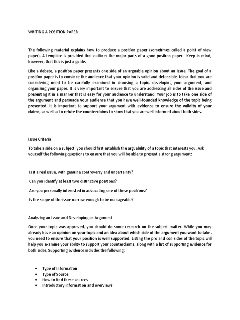 Position Paper Guide for Students | PDF | Libraries | Argument