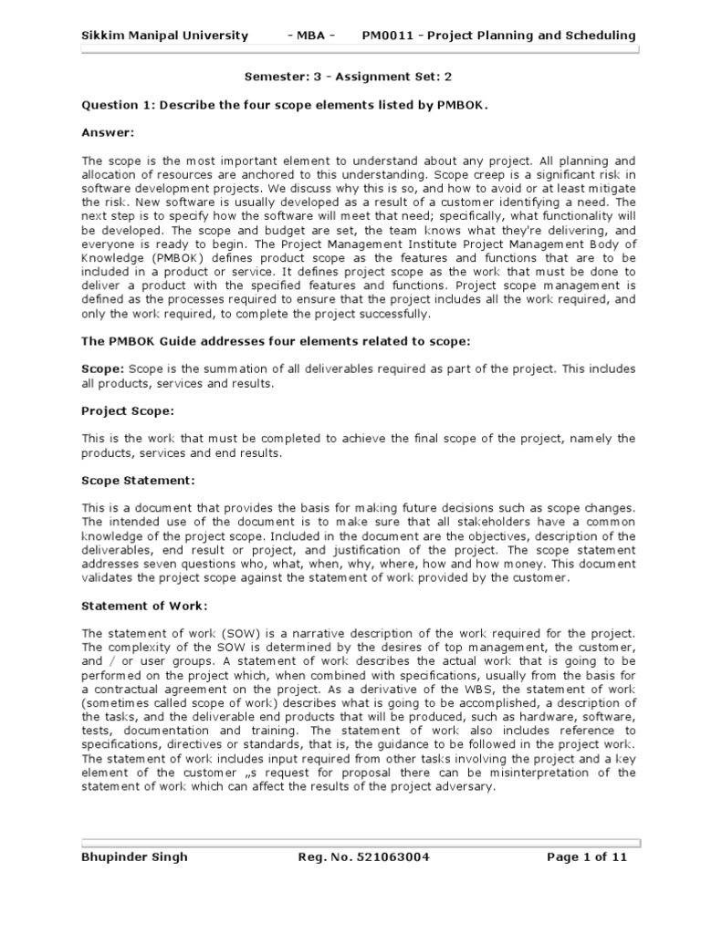 Assignment - PM0011 - Project Planning and Scheduling - Set 2 | PDF ...