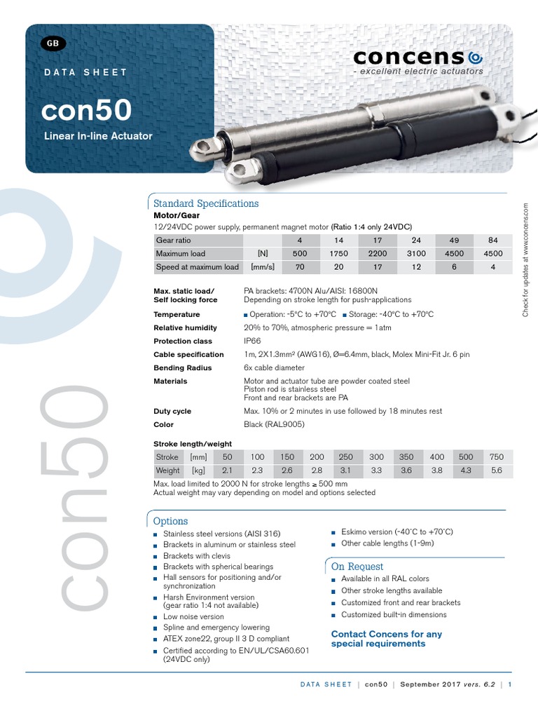 Cilindro Electrico - Concens Con50 | PDF | Actuator | Electric Motor
