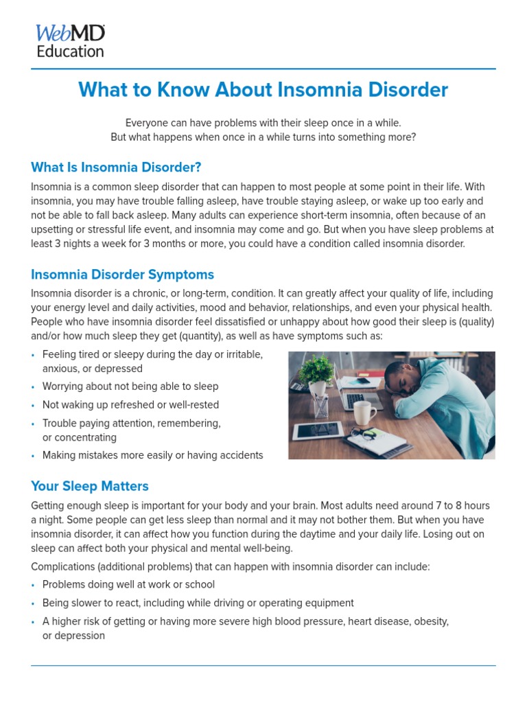 Insomnia Patient Handout Pdf Insomnia Sleep